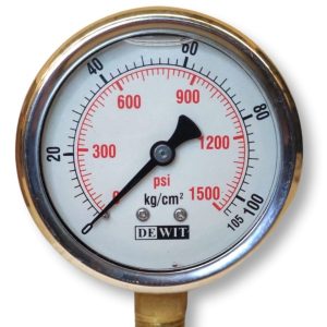 Manómetro Dewit, carátula de 4" OD conexión Posterior acero Inoxidable 1/2" NPT, rango de 0-60 ...