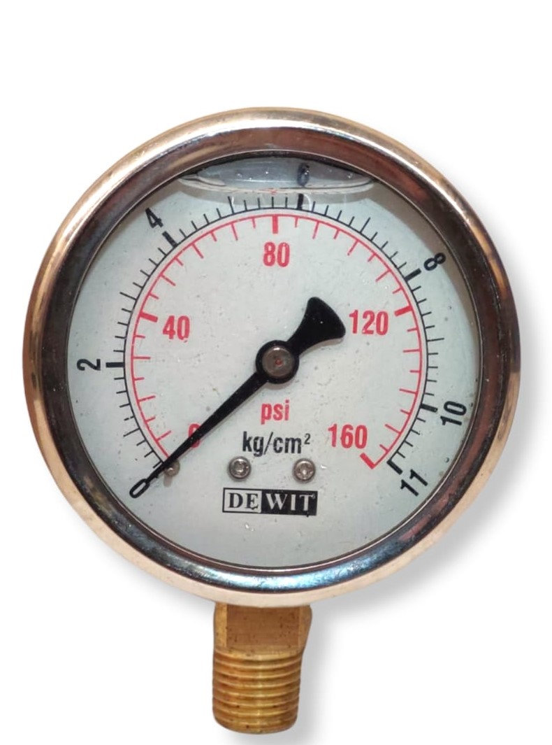 MANOMETRO DEWIT, CARATULA DE 2 1/2" OD CONEXION INFERIOR DE BRONCE 1/4" NPT, RANGO DE 0-150 PSI ...