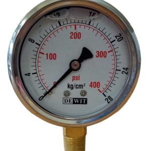 Manómetro Dewit, caratula de 2 1/2" OD conexión Inferior de bronce 1/4" NPT, rango de 0-300 PSI ...