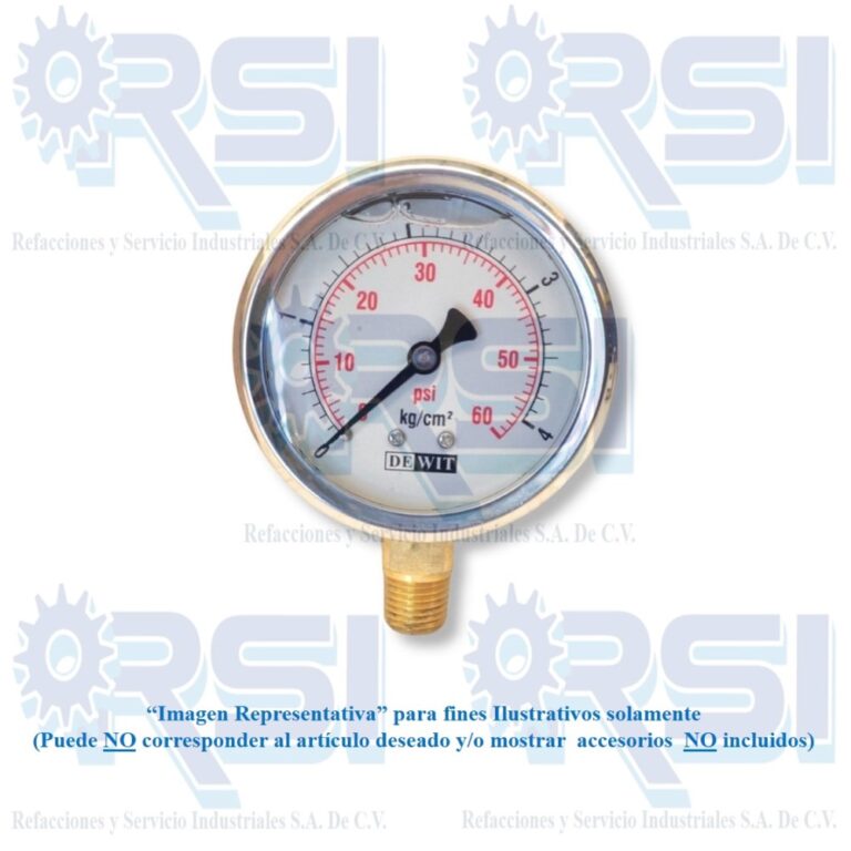 MANOMETRO DEWIT, CARATULA DE 2 1/2" OD CONEXION INFERIOR DE BRONCE 1/4" NPT, RANGO DE 0-60 PSI ...