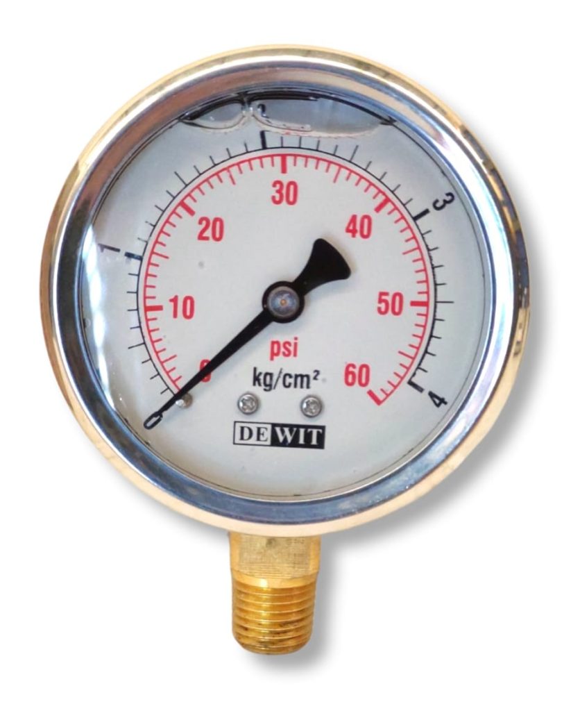 MANOMETRO DEWIT, CARATULA DE 2 1/2" OD CONEXION INFERIOR DE BRONCE 1/4" NPT, RANGO DE 0-60 PSI ...