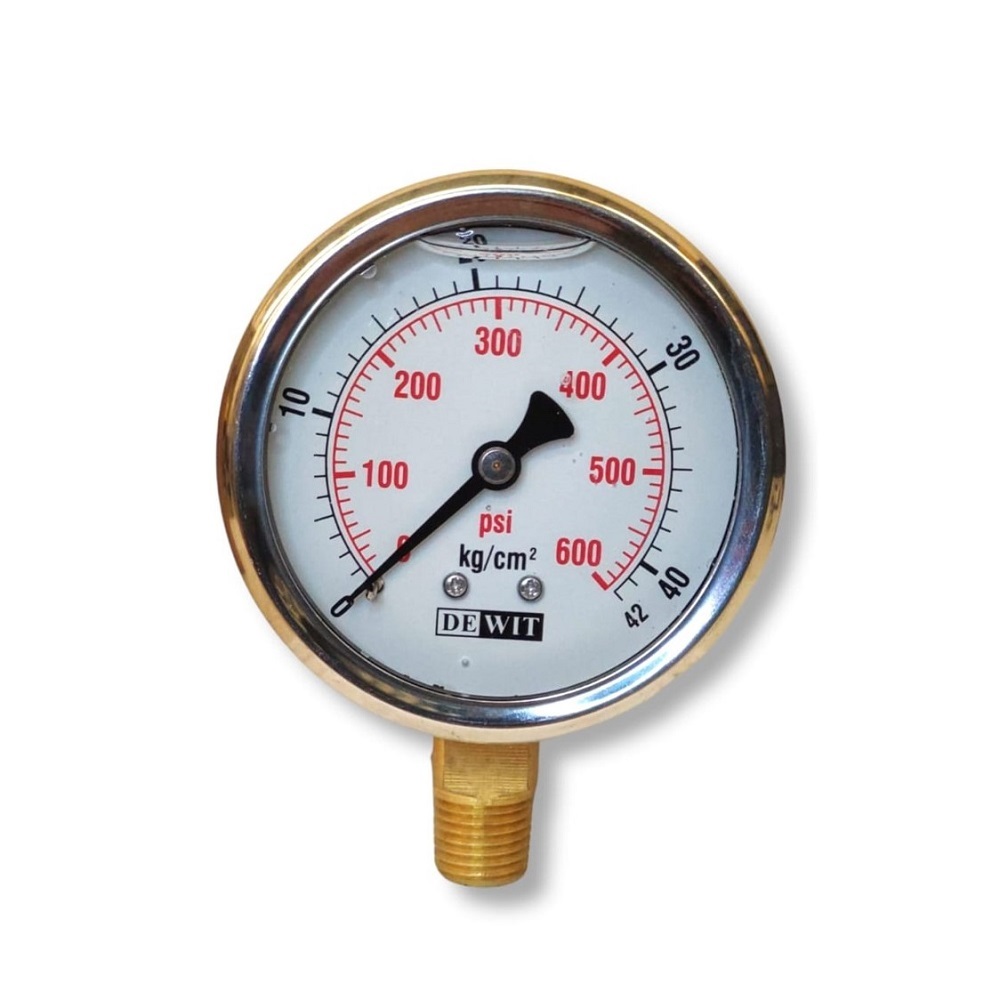 MANOMETRO DEWIT, CARATULA DE 2 1/2" OD CONEXION INFERIOR DE BRONCE 1/4 ...