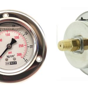 Manómetro Dewit, carátula de 4" OD conexión Posterior acero Inoxidable 1/2" NPT, rango de 0-1000 ...